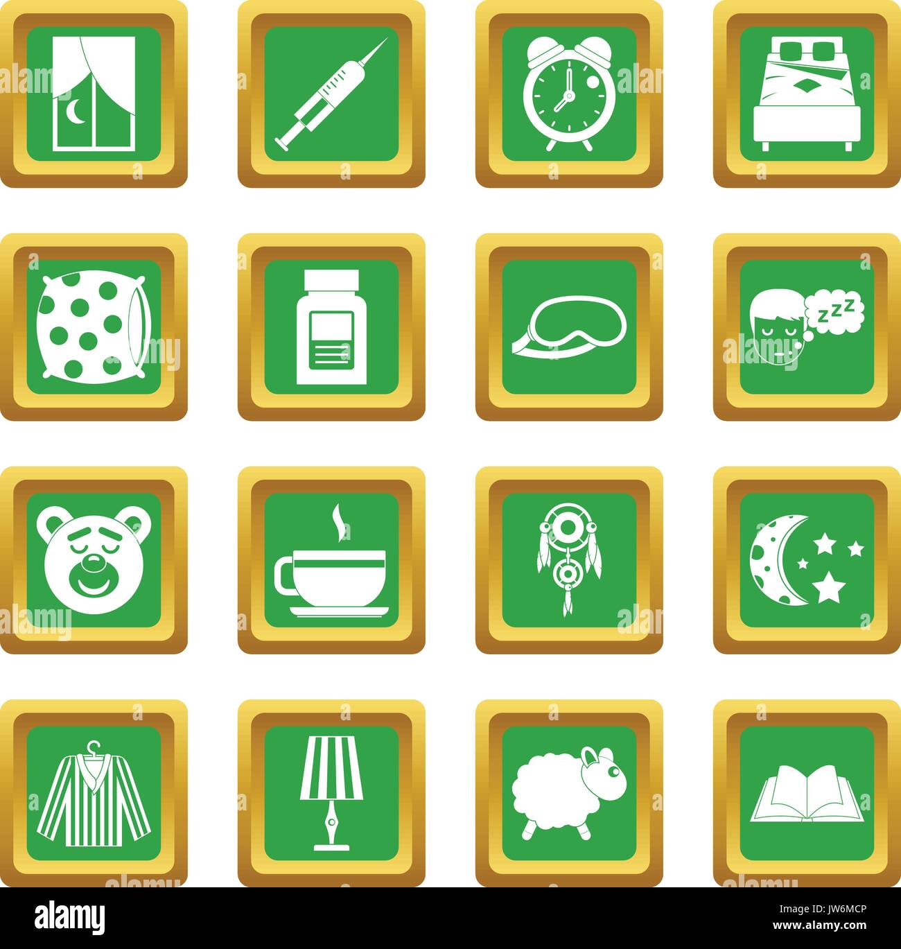 Sleep icons set green Stock Vector Image & Art - Alamy