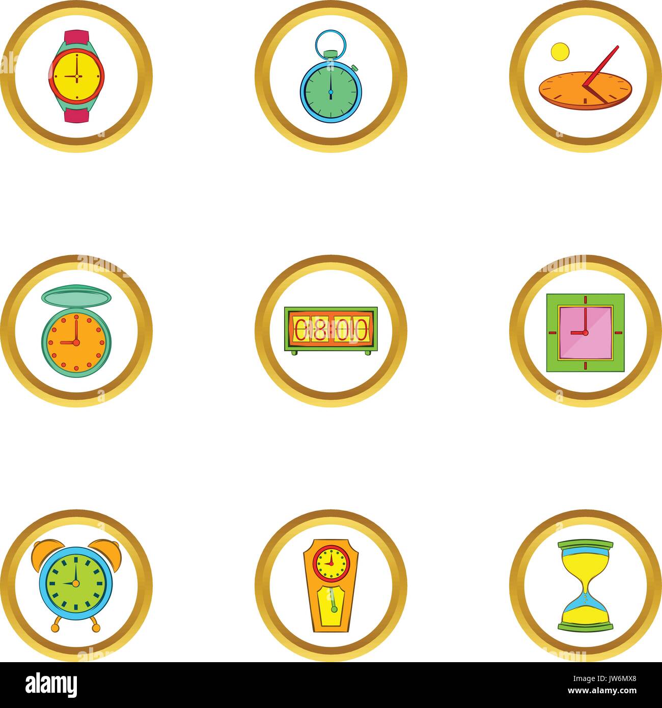 Different clock icons set, cartoon style Stock Vector Image & Art - Alamy