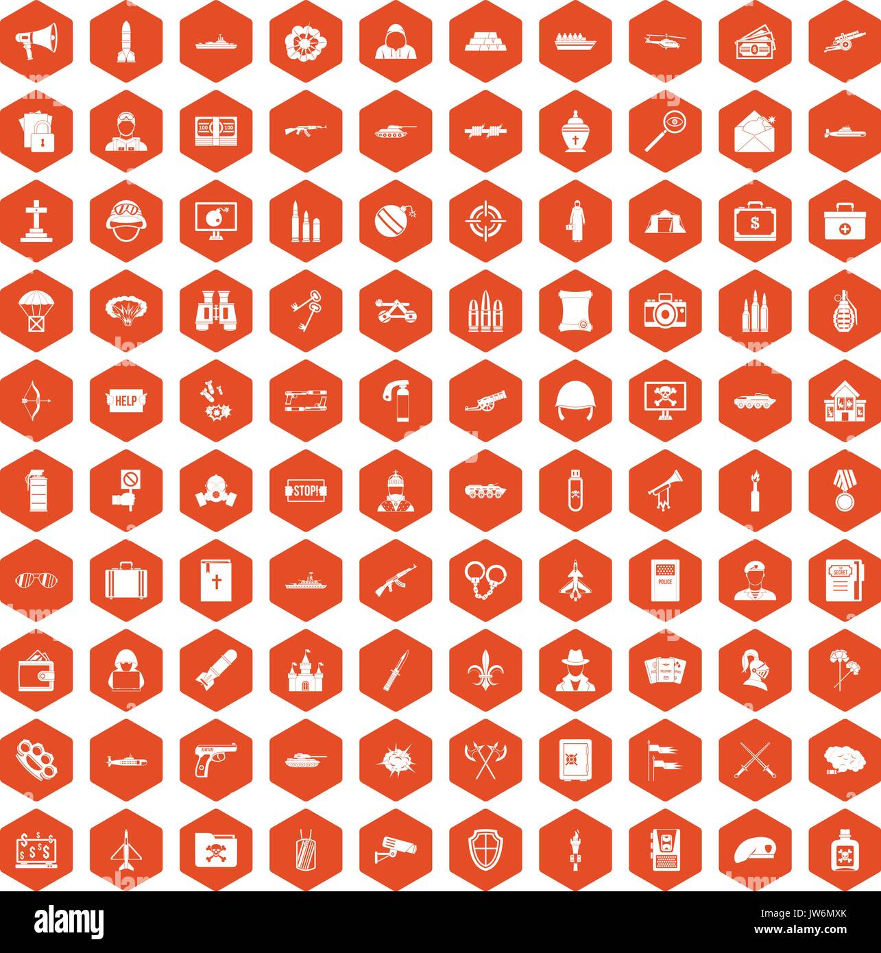 100 military icons hexagon orange Stock Vector Image & Art - Alamy