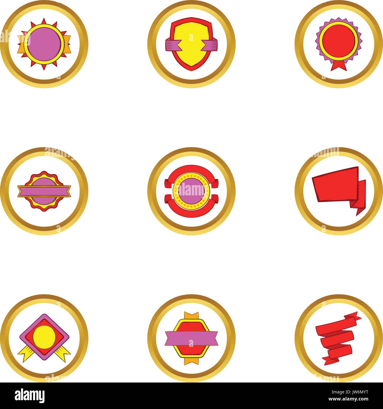 Modern badges icons set, cartoon style Stock Vector Image & Art - Alamy