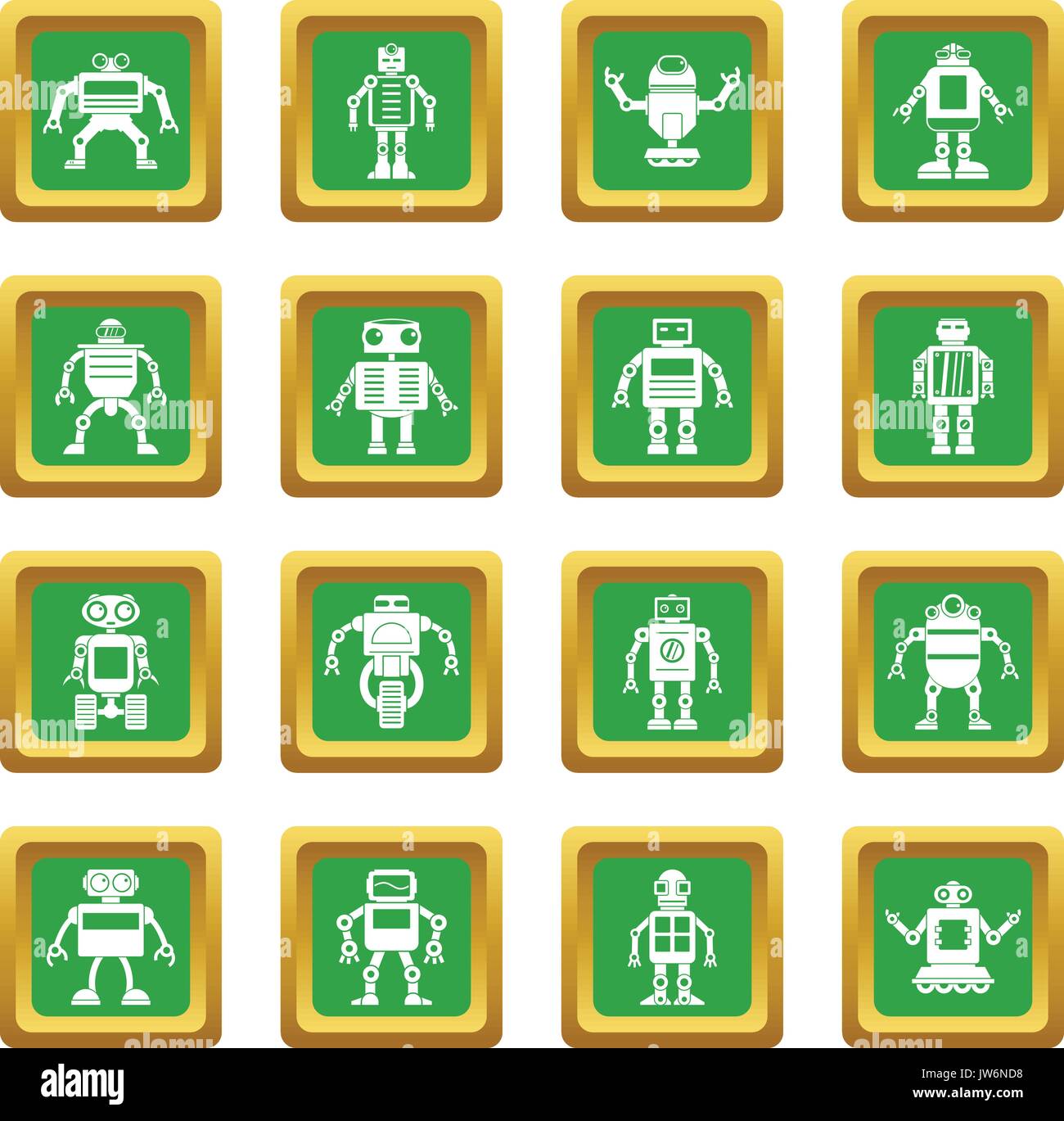 Robot icons set green Stock Vector Image & Art - Alamy