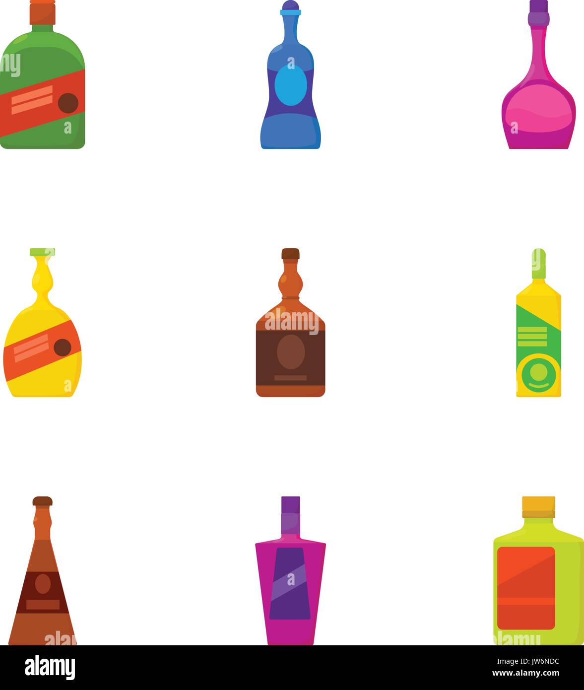 Types of alcohol bottle icons set, cartoon style Stock Vector Image ...