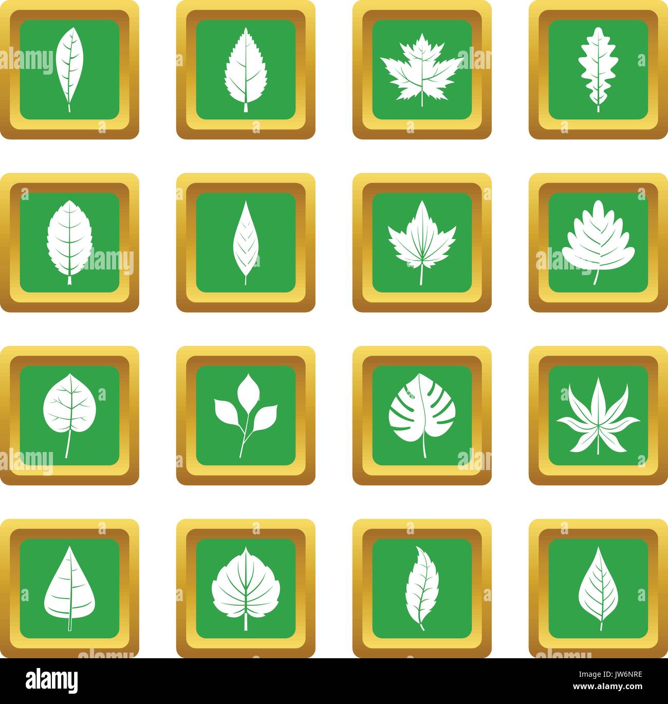 Plant leafs icons set green Stock Vector Image & Art - Alamy