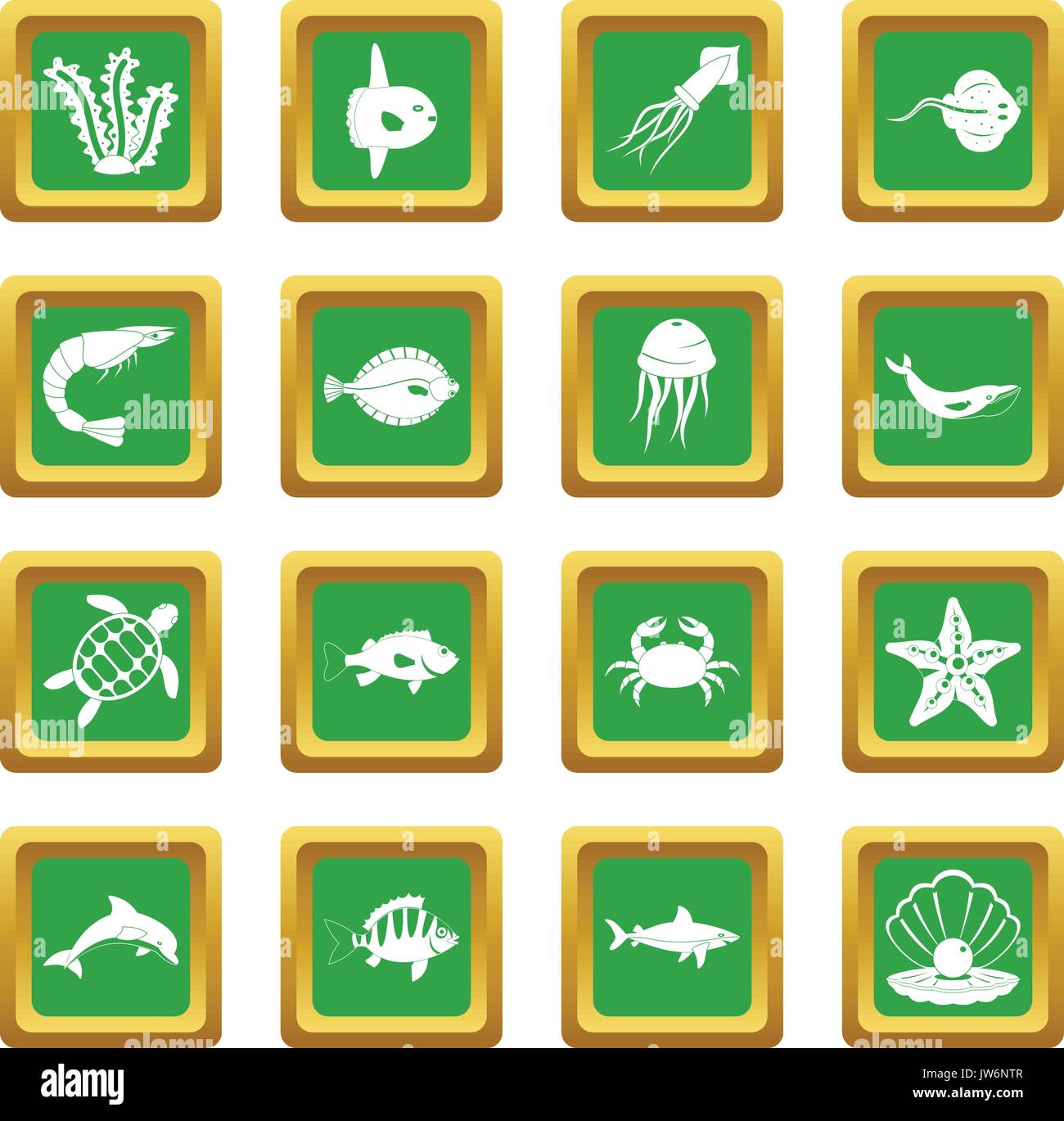 Sea animals icons set green Stock Vector Image & Art - Alamy