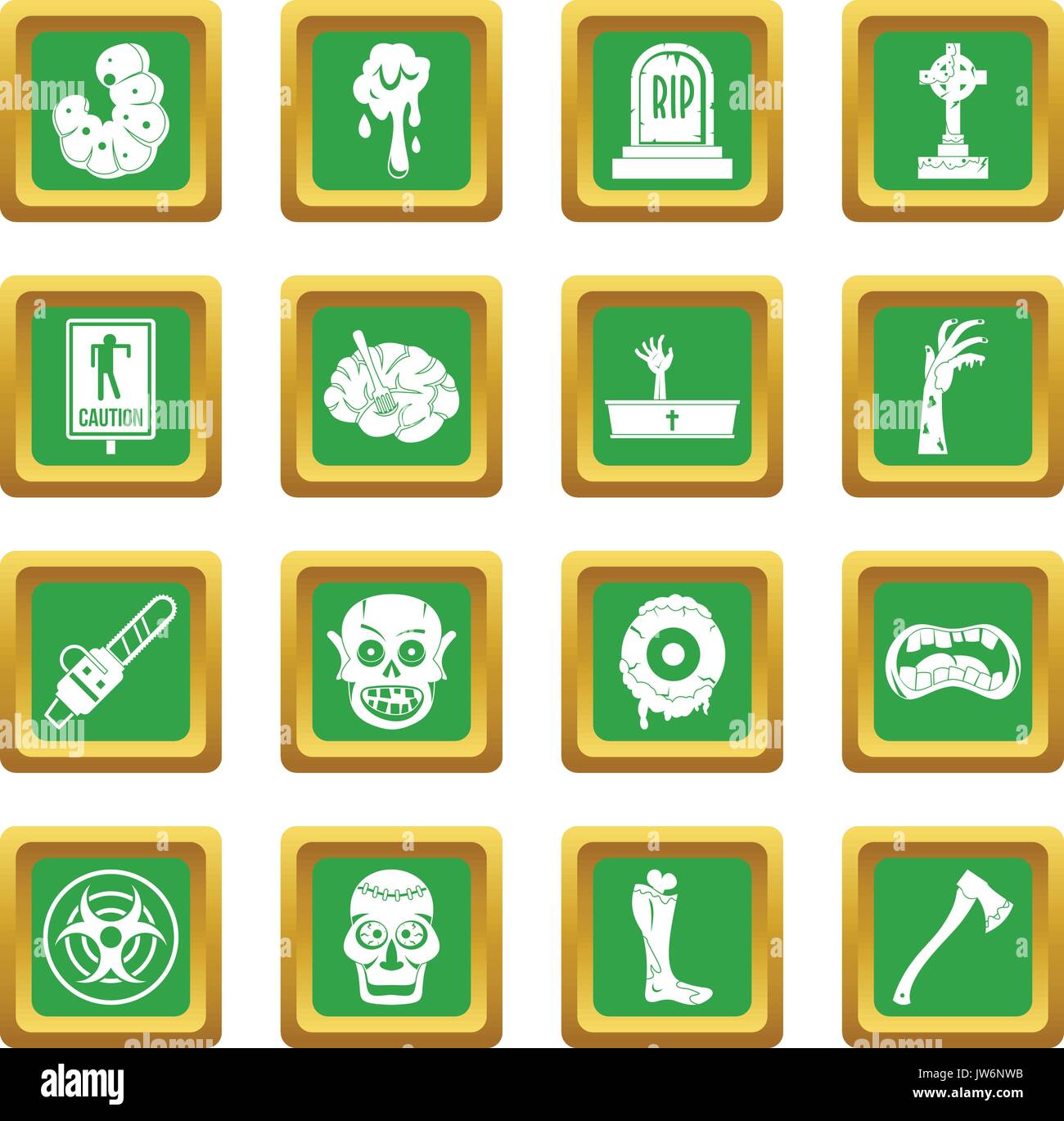 Zombie icons set green Stock Vector Image & Art - Alamy