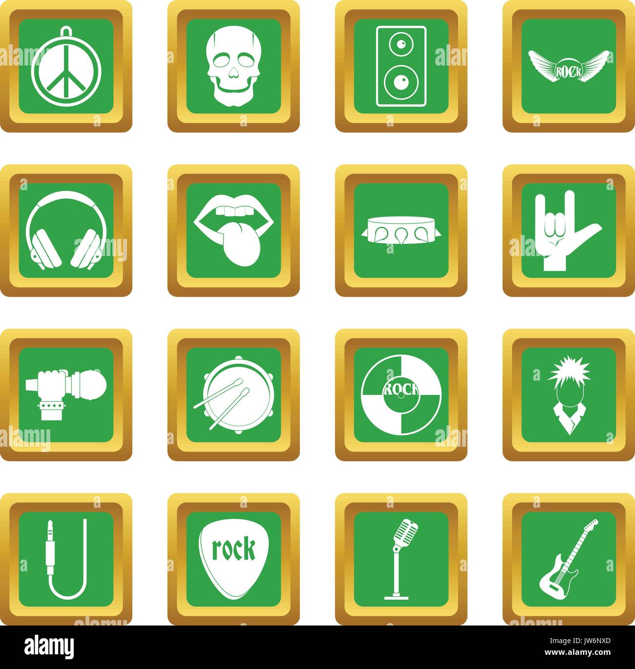 Rock music icons set green Stock Vector Image & Art - Alamy