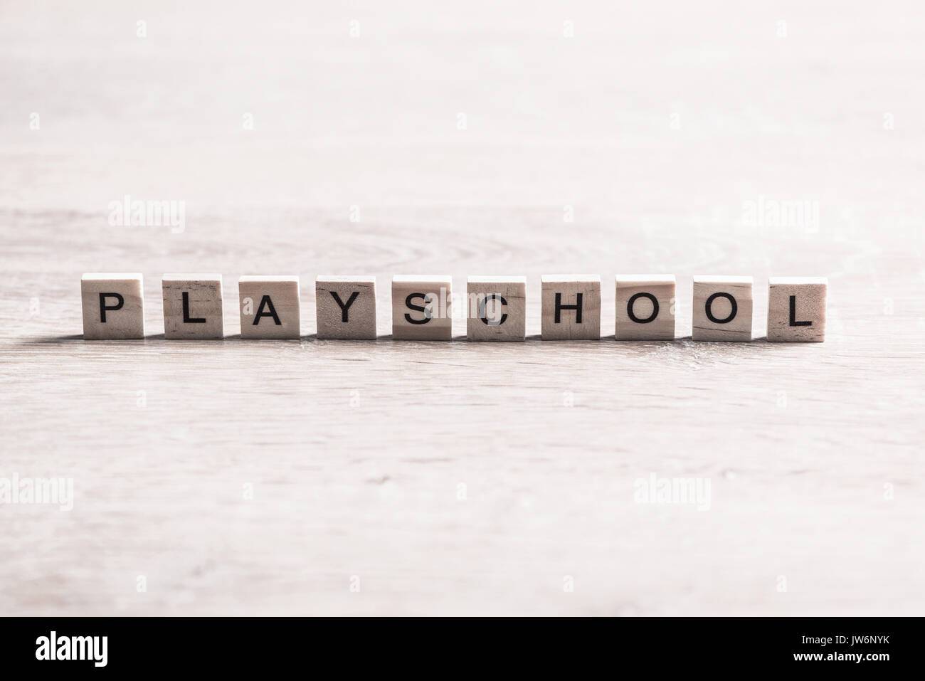 wooden elements with letter collected word playschool Stock Photo - Alamy