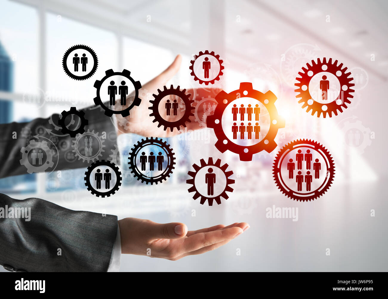 Cogwheels and gears mechanism as social communication concept Stock ...