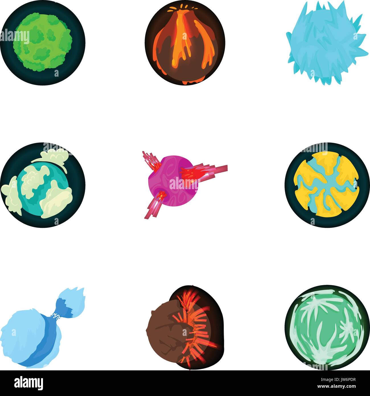 Cosmos planet icons set, cartoon style Stock Vector Image & Art - Alamy