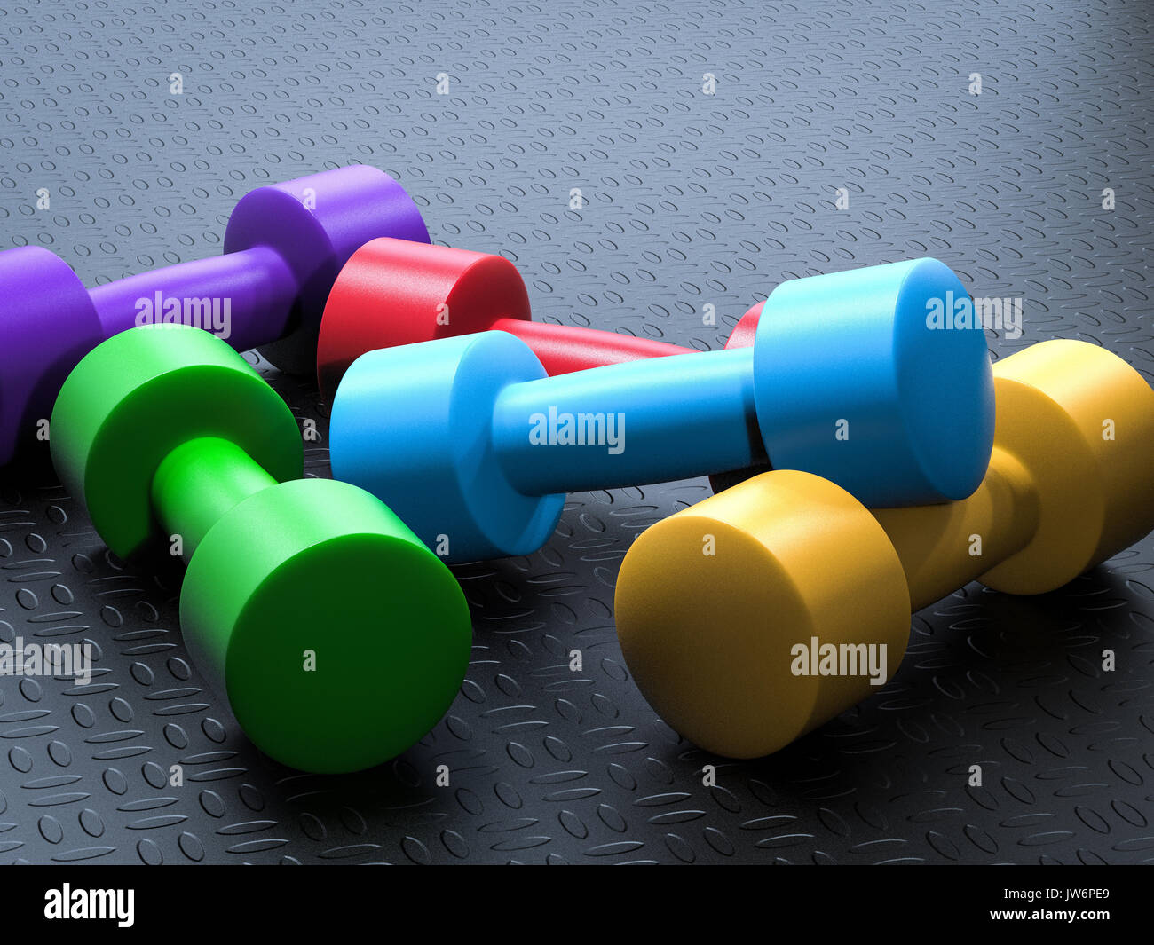 3d rendering colorful dumbbells on black background Stock Photo - Alamy