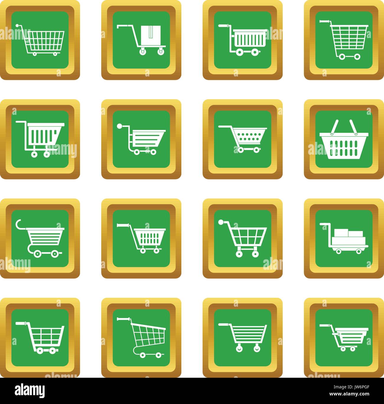 Shopping cart icons set green Stock Vector Image & Art - Alamy