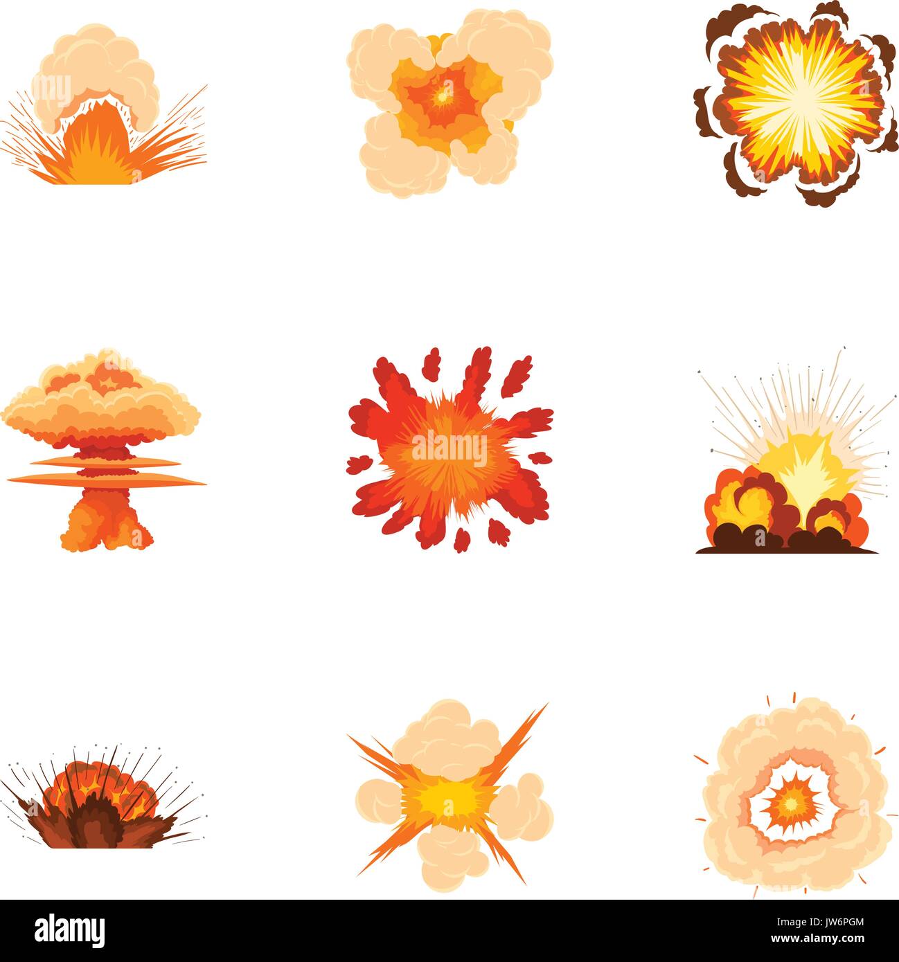 Realistic explosion icons set, cartoon style Stock Vector Image & Art ...