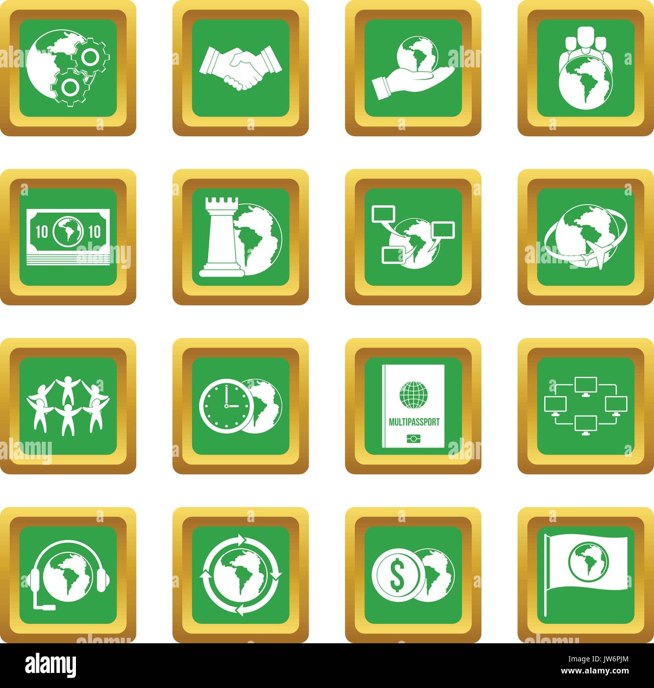 Global connections icons set green Stock Vector Image & Art - Alamy