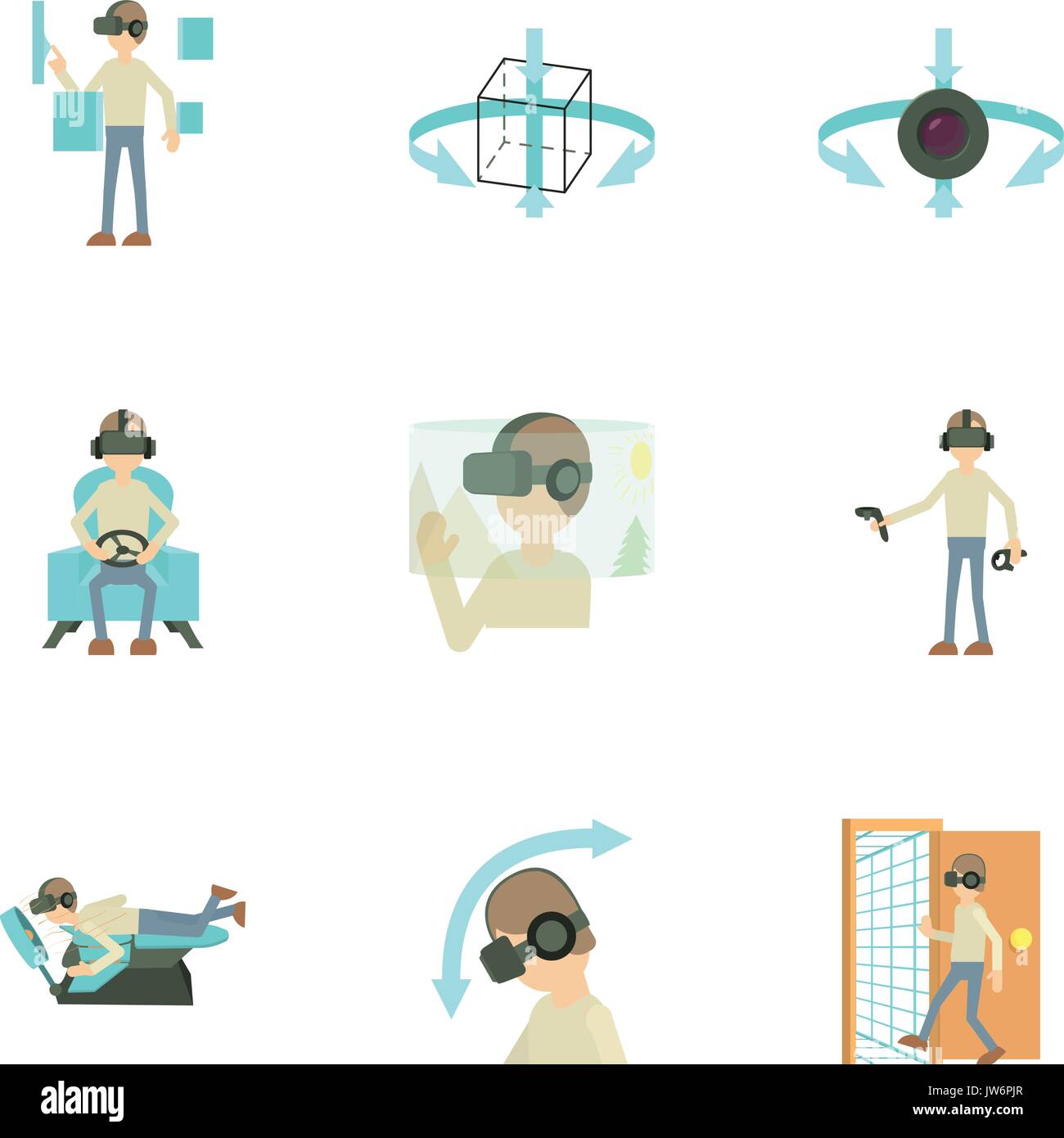 Virtual reality interface icons set, cartoon style Stock Vector Image ...