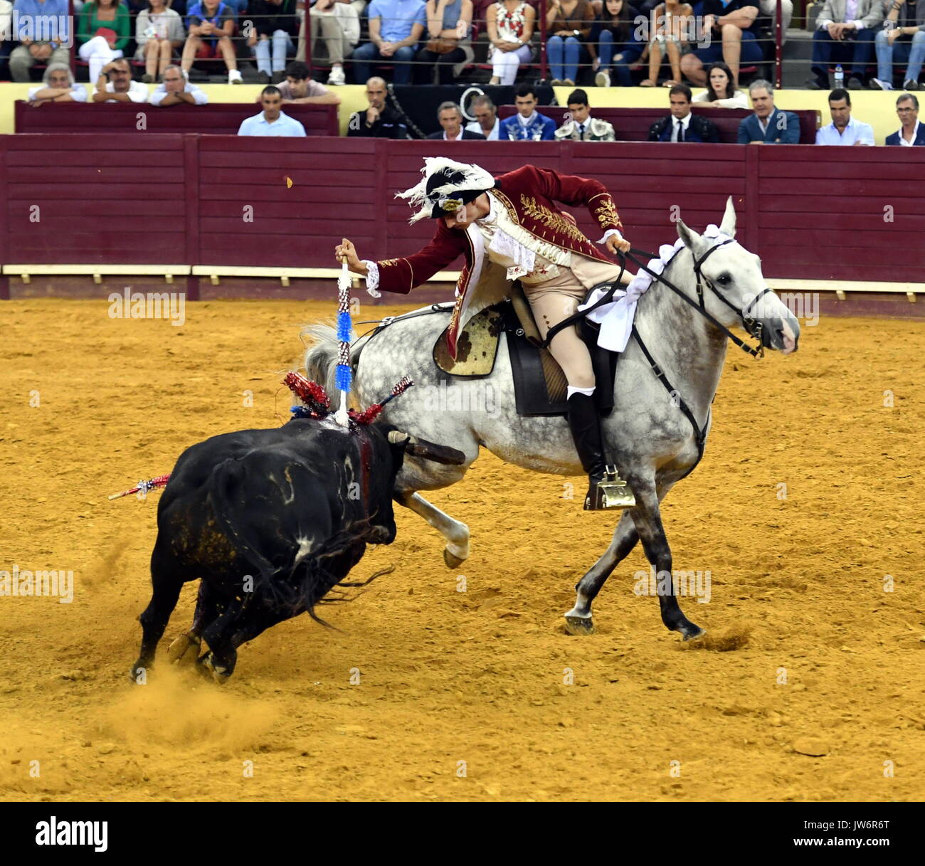 Lisbon, Portugal. 10th Aug, 2017. A matador performs bullfighting at ...