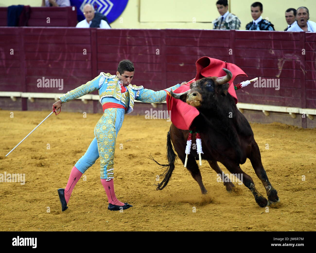 Lisbon, Portugal. 10th Aug, 2017. A matador performs bullfighting at ...