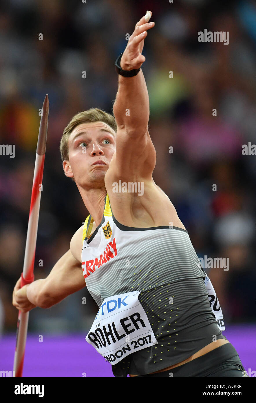 London, UK. 10th Aug, 2017. Thomas Rohler from Germany in action during ...