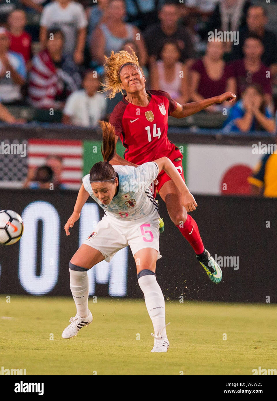 August 03, 2017 Carson, CA...U.S. defender (14) Casey Short goes up for ...