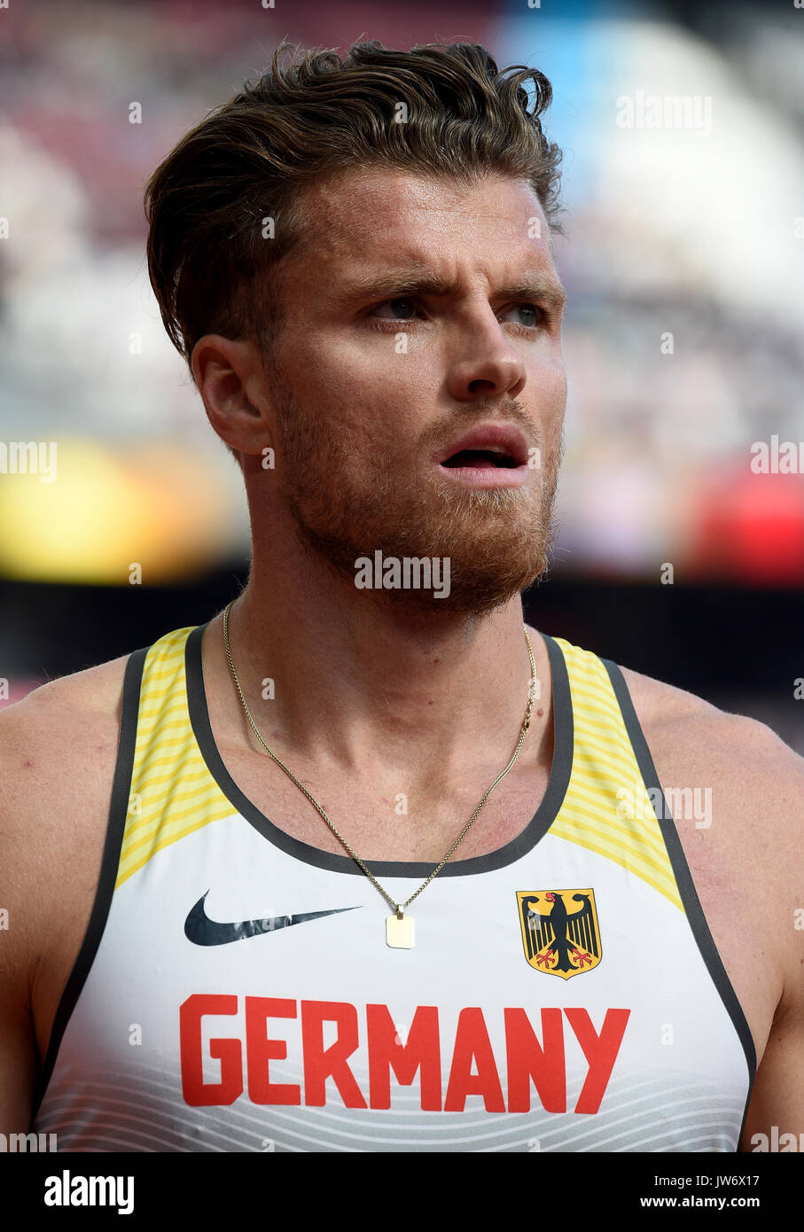 London, UK. 11th Aug, 2017. German decathlete Rico Freimuth in action ...