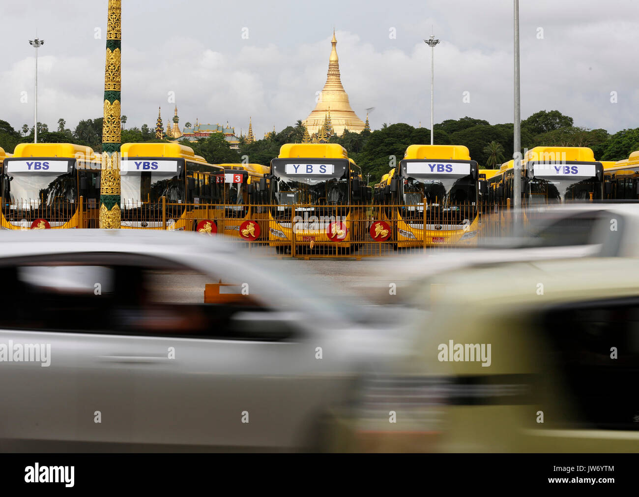 Yangon, Myanmar. 11th Aug, 2017. China-manufactured buses of Yangon Bus ...