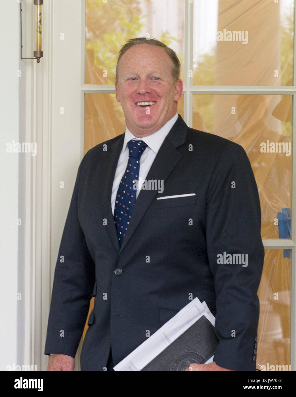 Outgoing White House press secretary Sean Spicer is photographed ...