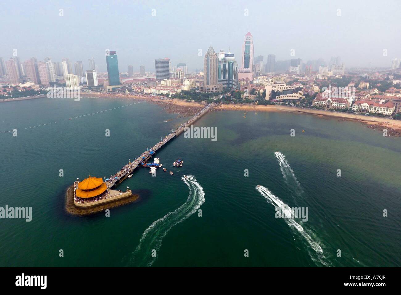 Qingdao. 10th Aug, 2017. Aerial photo taken on Aug. 10, 2017 shows the ...