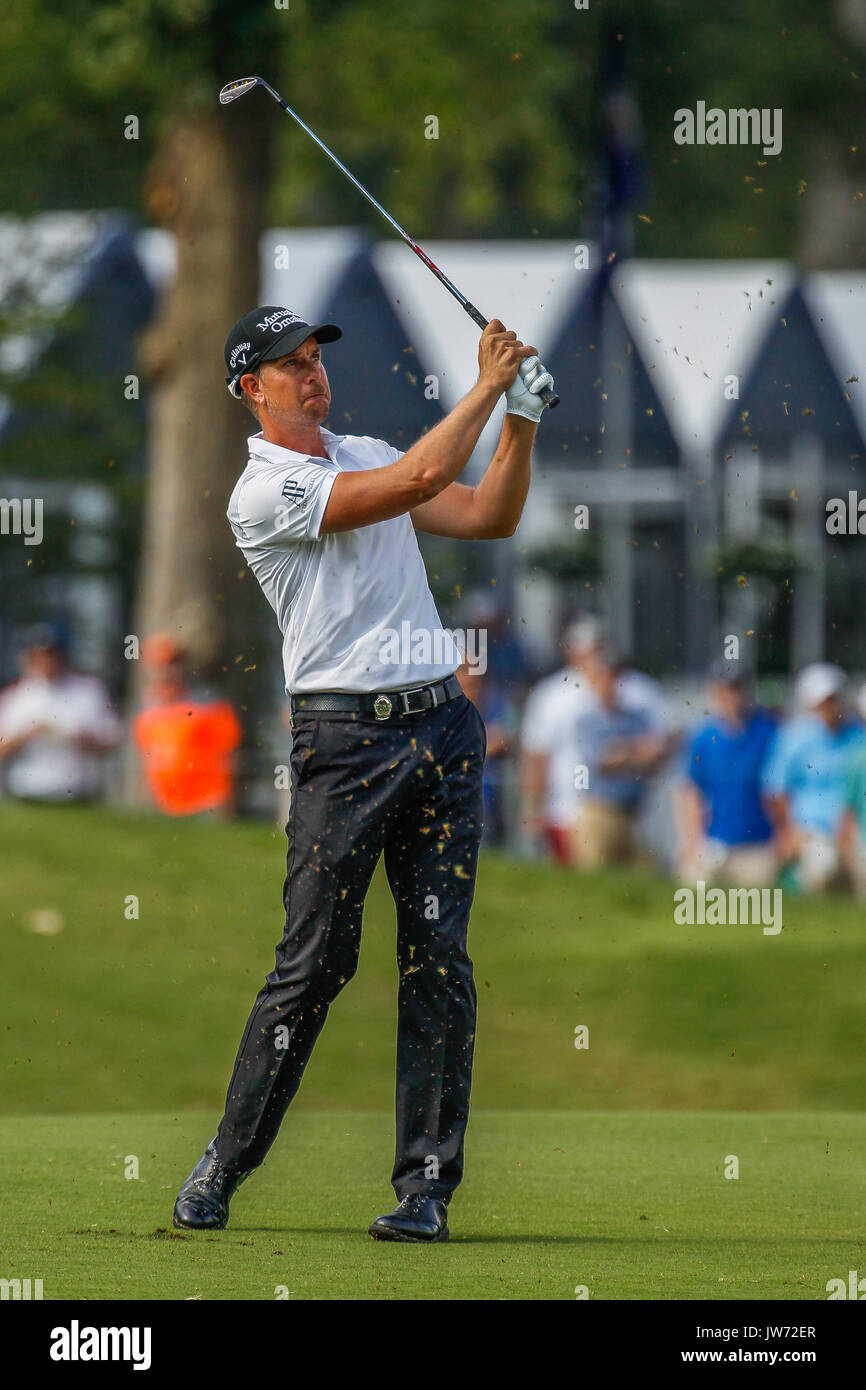 August 10, 2017: Henrik Stenson of Sweden hits from the fairway on the ...