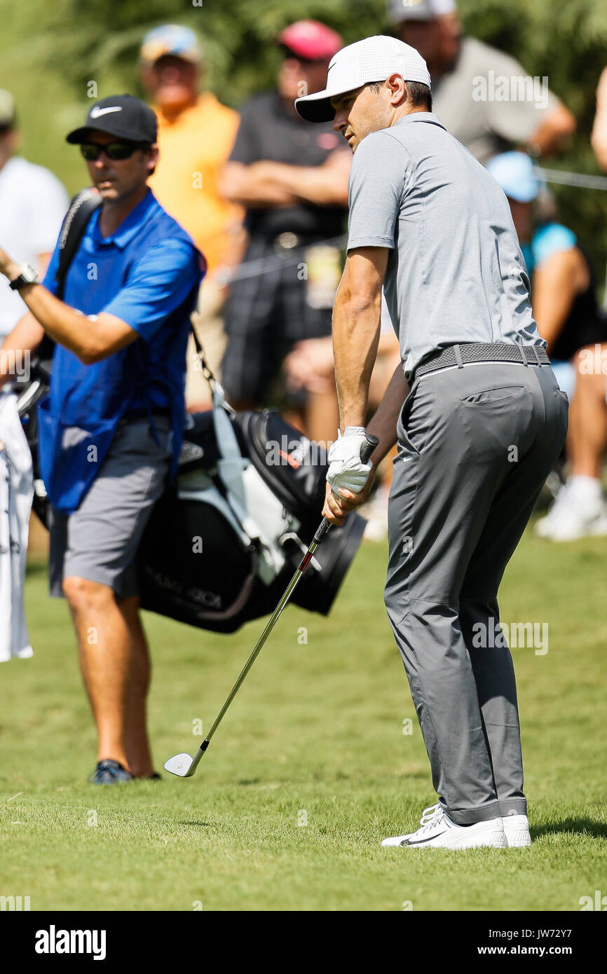 August 10, 2017: Kyle Stanley of the United States chips onto the 13th ...