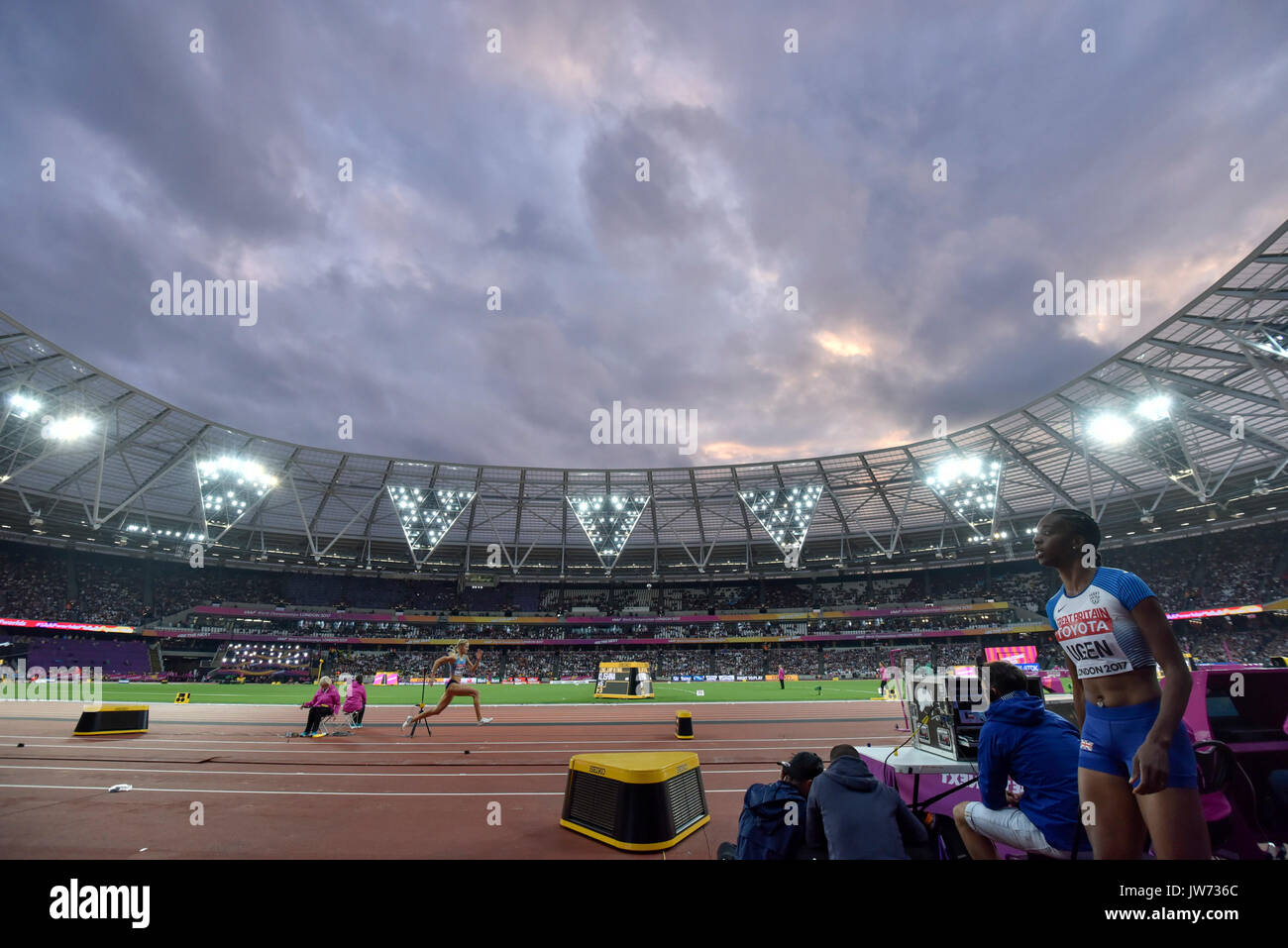 London, UK. 11 August 2017. The women's long jump final takes place at ...
