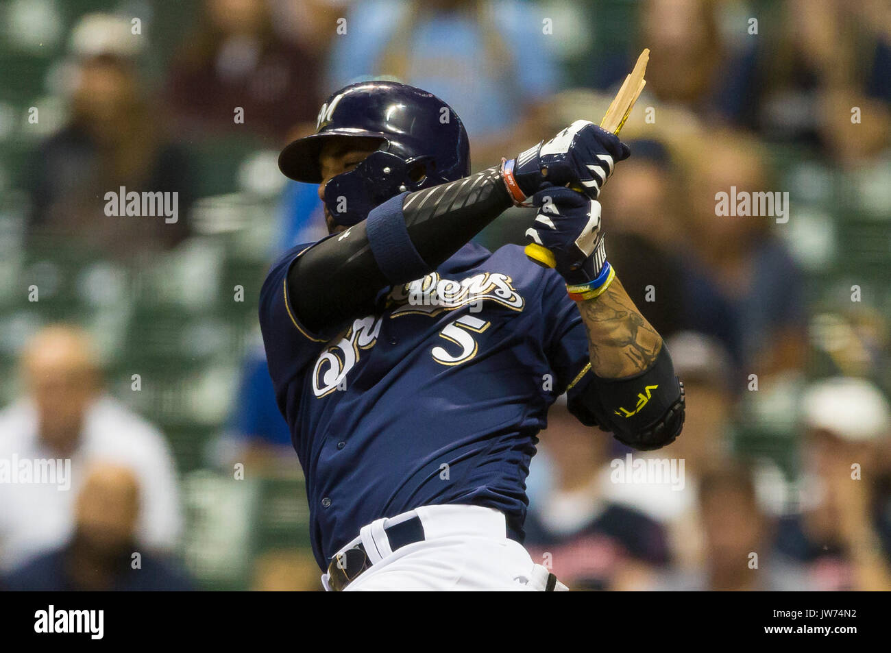 August 10, 2017: Milwaukee Brewers second baseman Jonathan Villar #5 ...