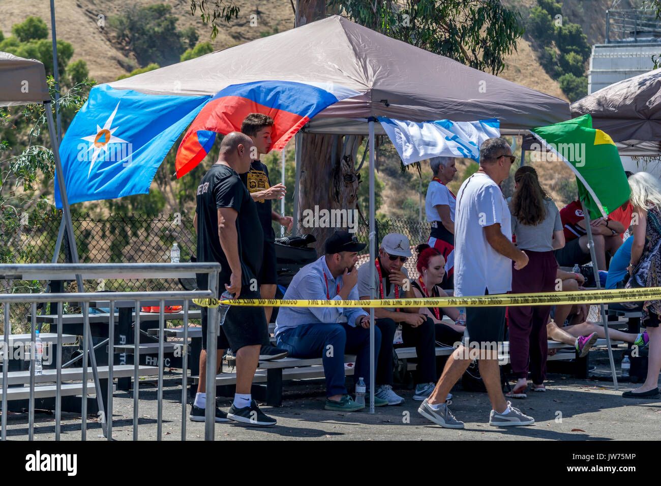Los Angeles, CA, USA 11 AUG 2017. Firefighters during the Ultimate ...