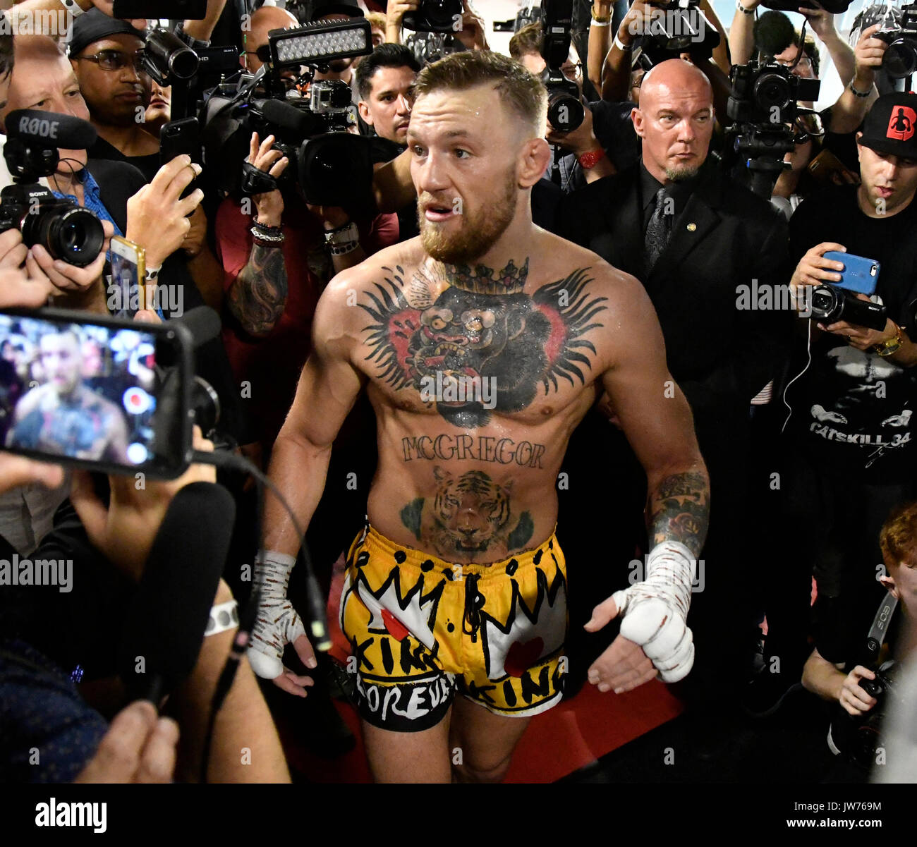 Las Vegas NV, USA. 11th Aug, 2017. Ireland, 's Coner McGregor puts on a ...