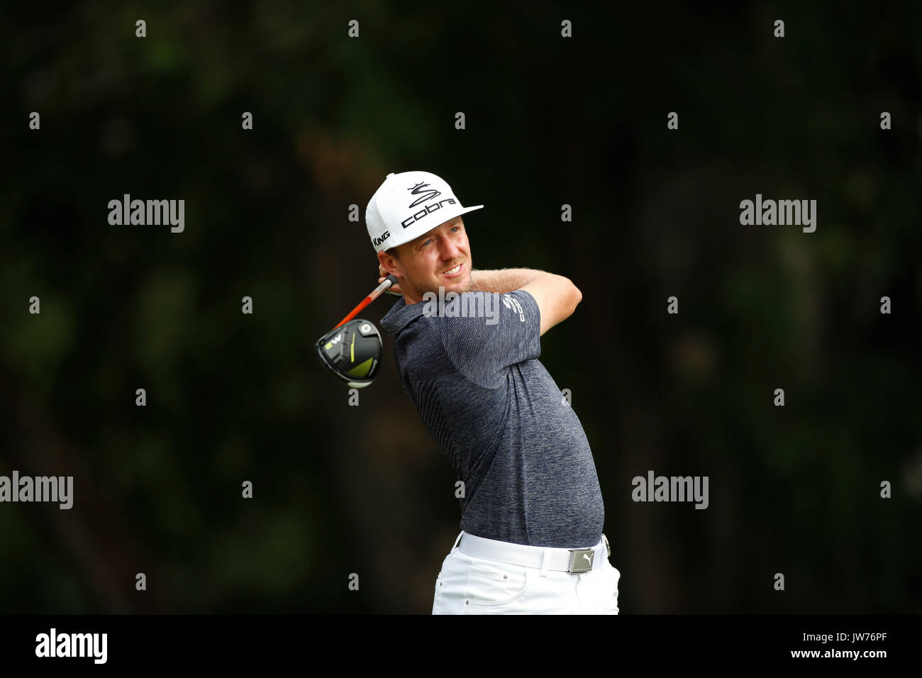 Charlotte, North Carolina, USA. 11th Aug, 2017. ; Jonas Blixt tees off ...