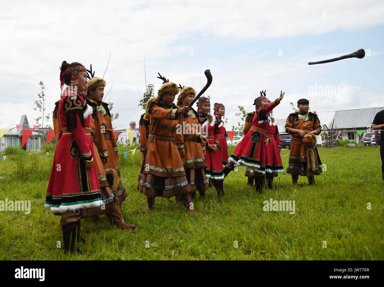 Xunke, China's Heilongjiang Province. 11th Aug, 2017. Oroqen athletes ...