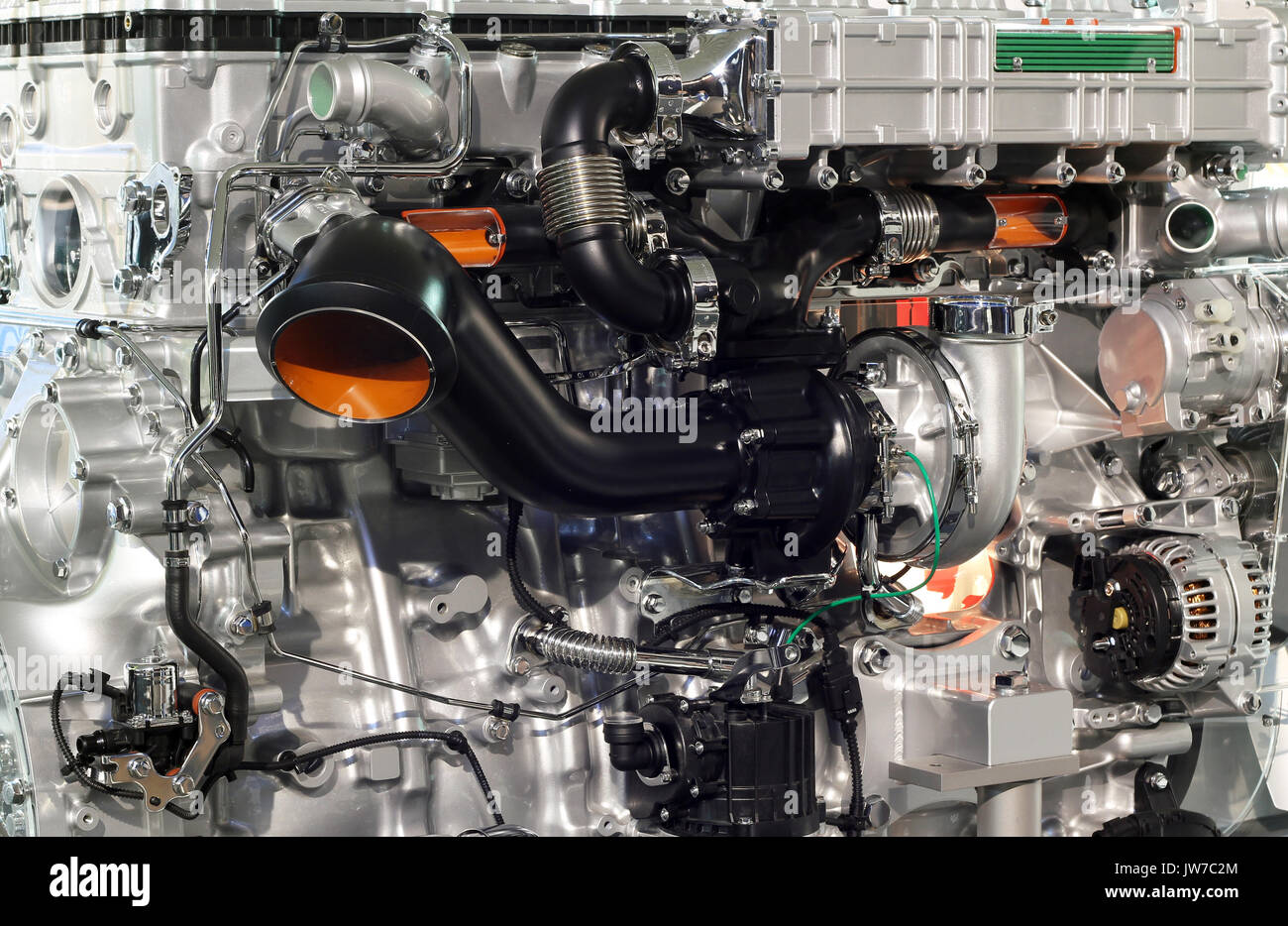 heavy truck engine closeup transport Stock Photo - Alamy