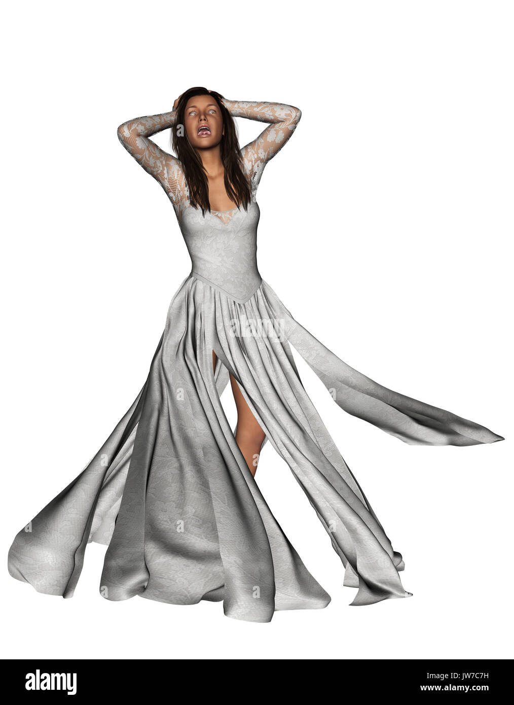 3d rendering of Ghost bride posing for halloween concept background ...