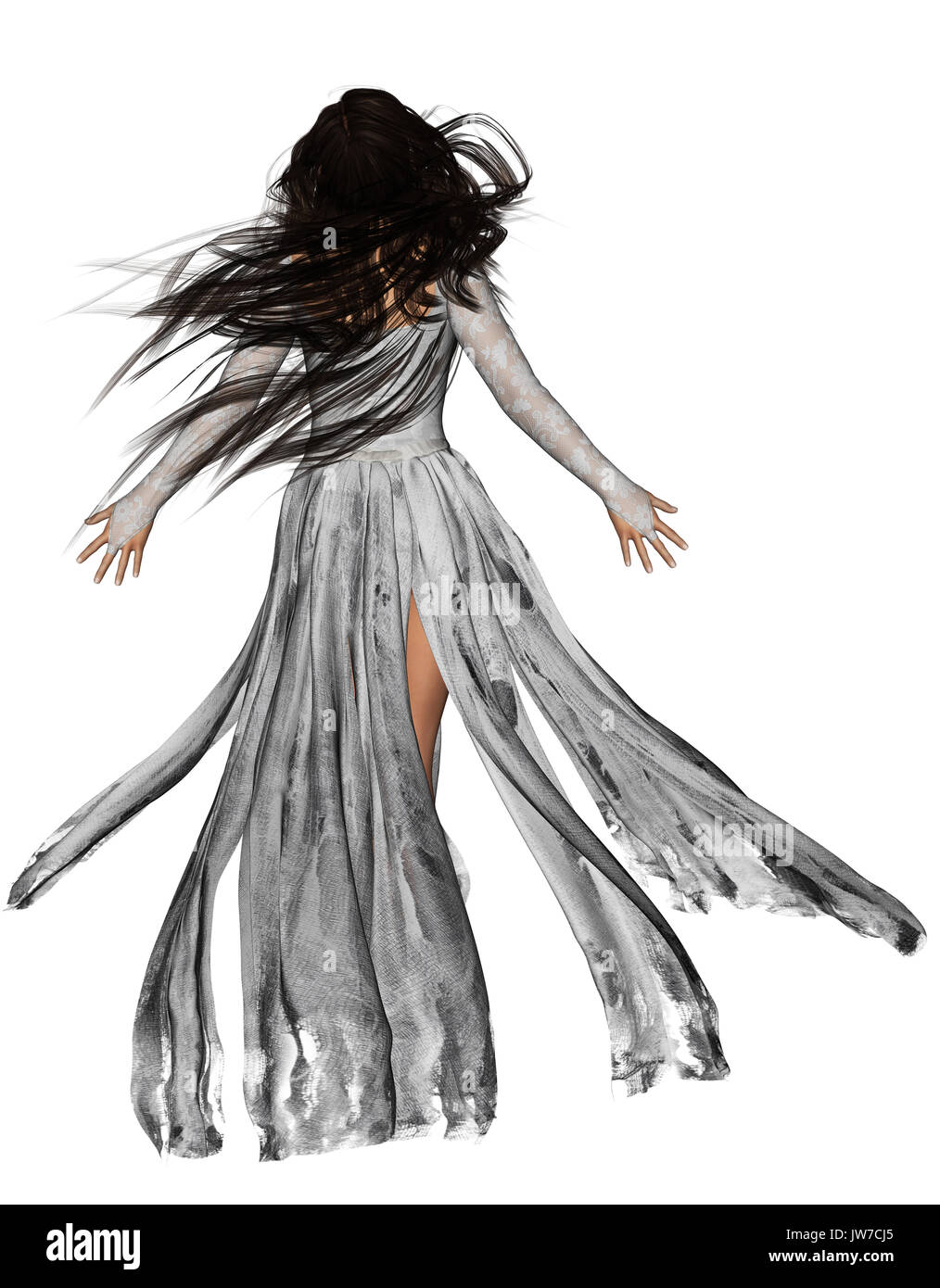 3d rendering of Ghost bride posing for halloween concept background ...