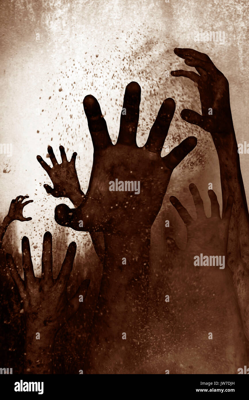 3d illustration of undead hands from the ground Stock Photo - Alamy