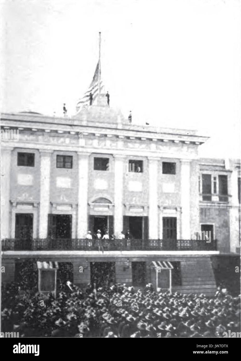 Raising the U S flag over San Juan, October 18, 1898 Stock Photo - Alamy