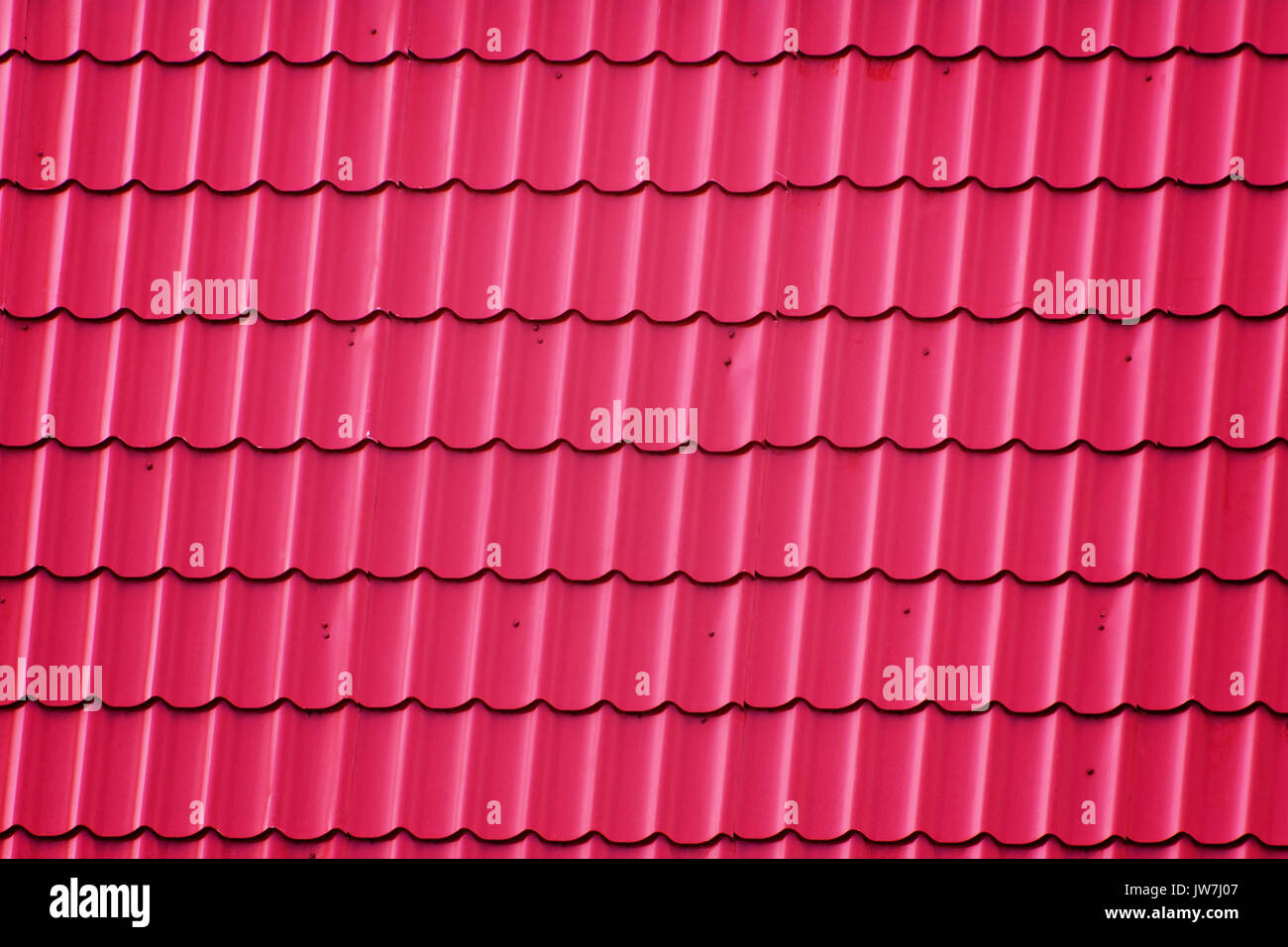 Roof Covered with Red Corrugated Metal Tiles Stock Photo - Alamy