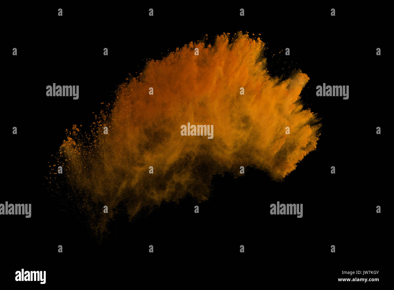 Orange colorful powder splash on black background Stock Photo - Alamy