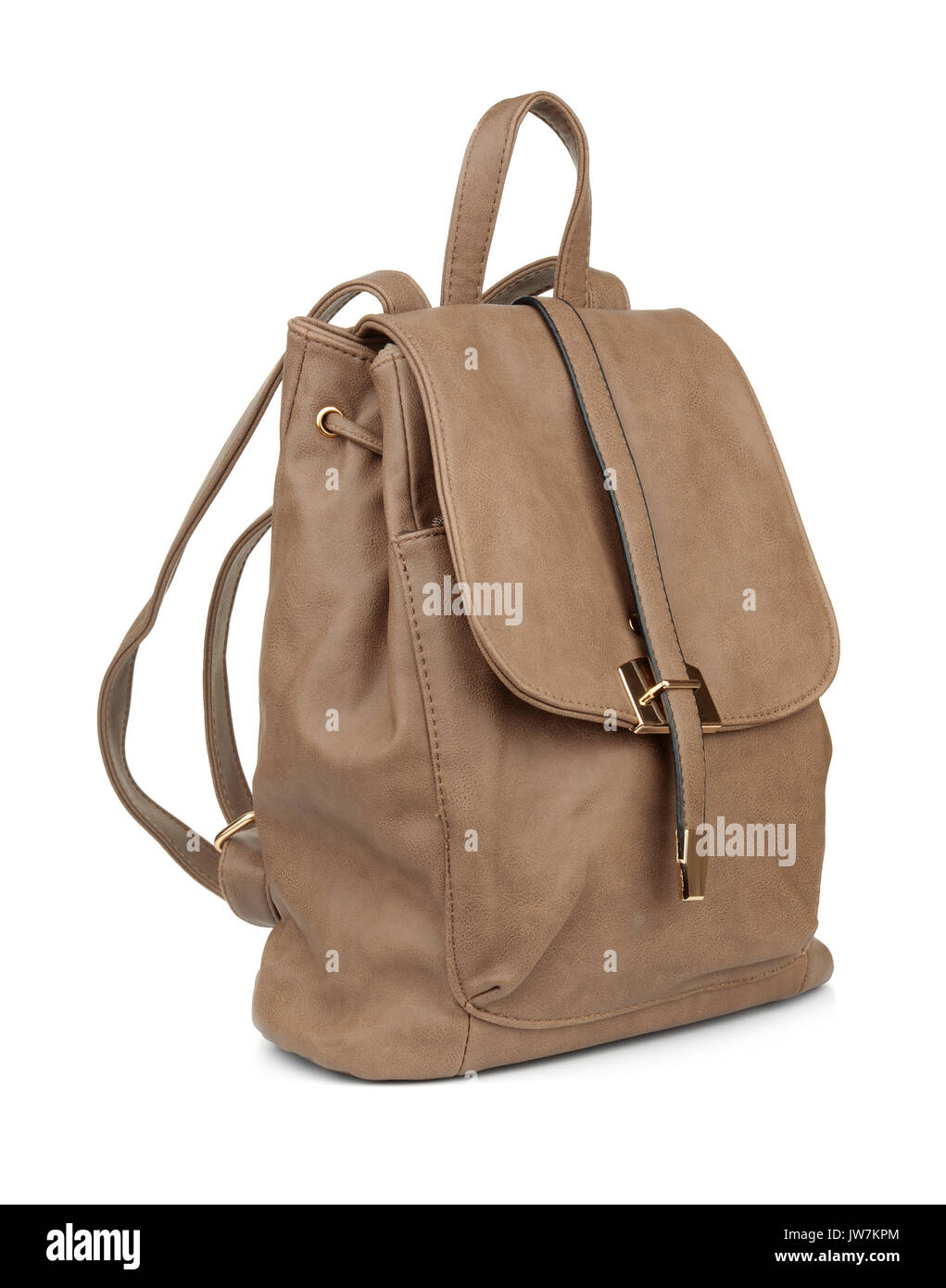 Brown leather backpack isolated on white Stock Photo - Alamy