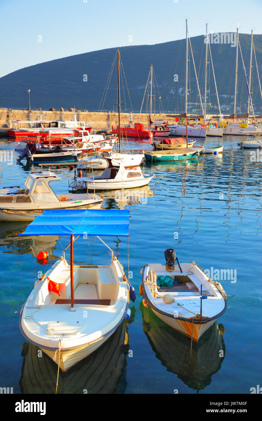 Small boats in port of Herceg Novi, Montenegro Stock Photo - Alamy