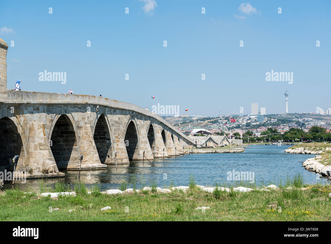 View of Kucukcekmece Mimar Sinan(Architect Sinan)Bridge which was built ...