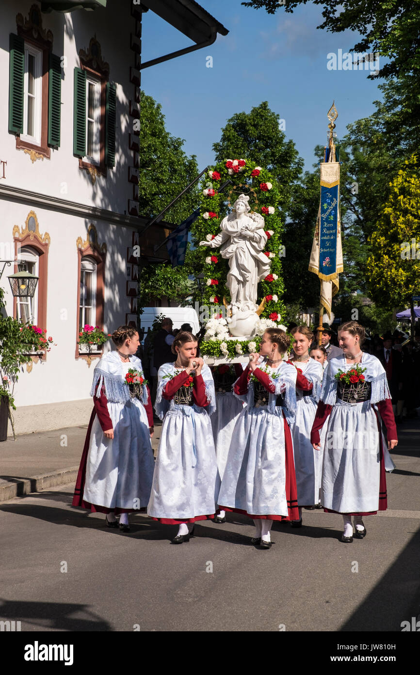 Celebrating Corpus Christi local people in traditional costume parade ...