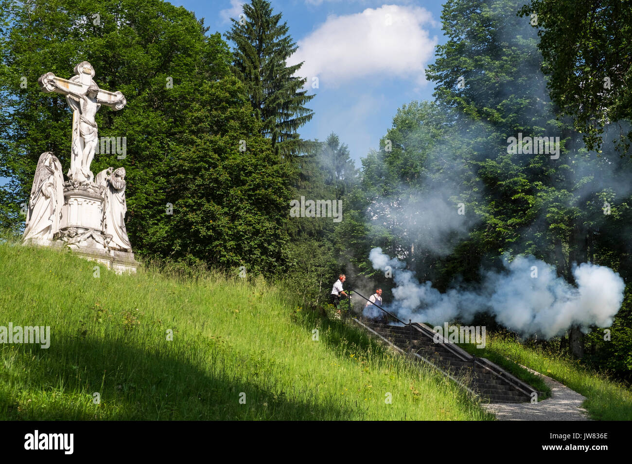 A ceremonial cannon shot is fired as part of the Corpus Christi ...