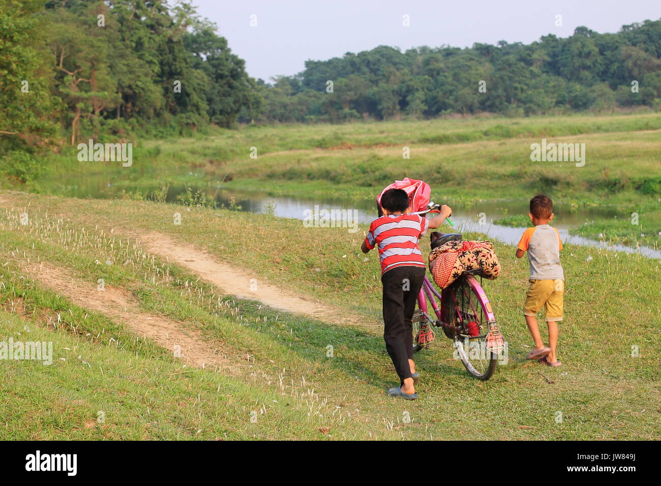 Nepal river kids hi-res stock photography and images - Alamy