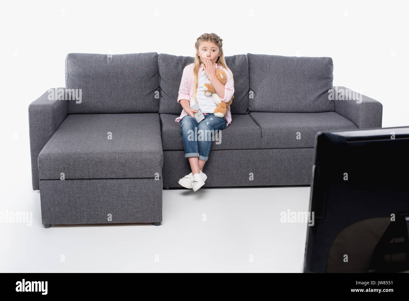 Child television scared hi-res stock photography and images - Alamy