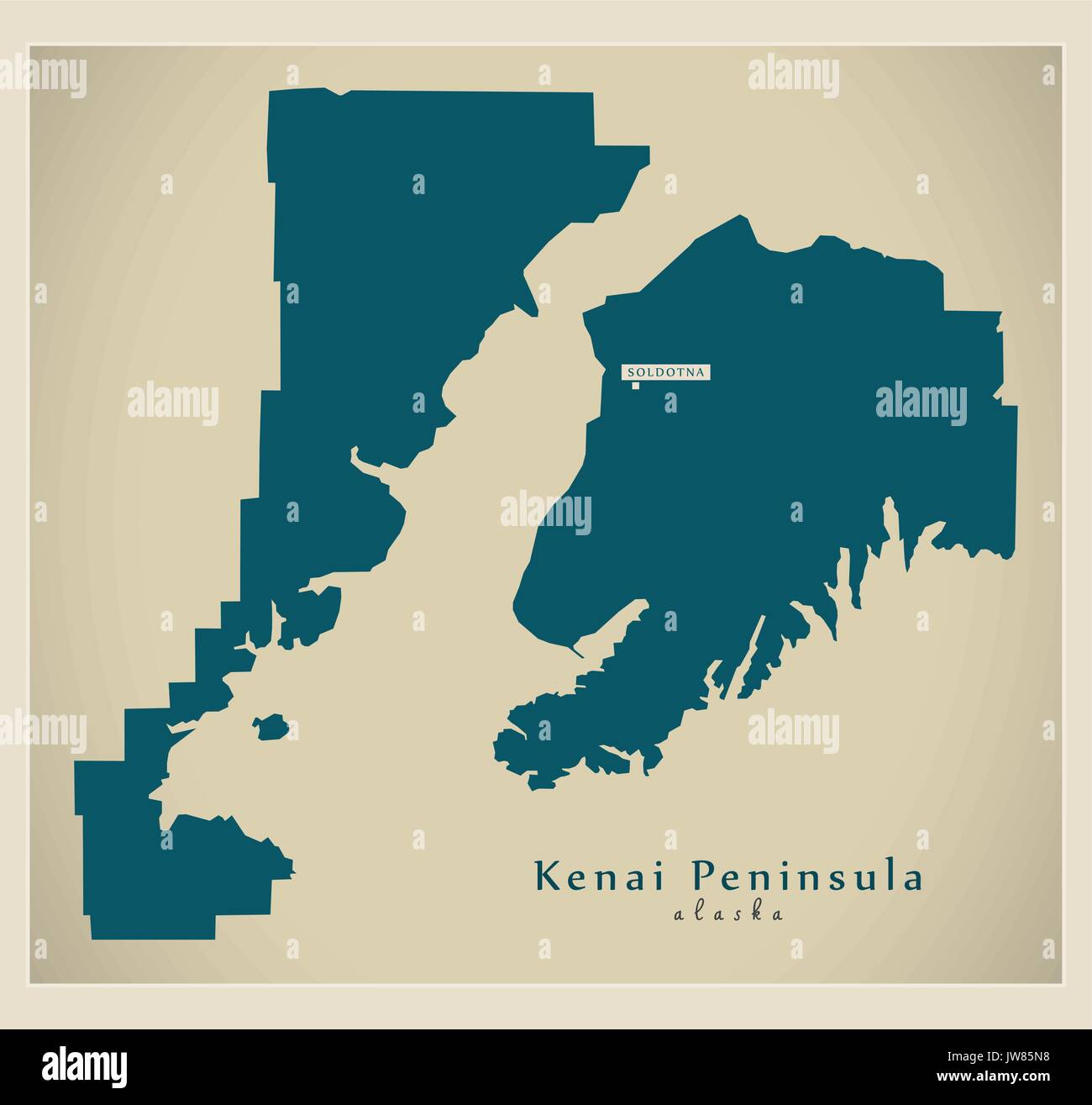 Modern Map - Kenai Peninsula Alaska county USA illustration Stock ...