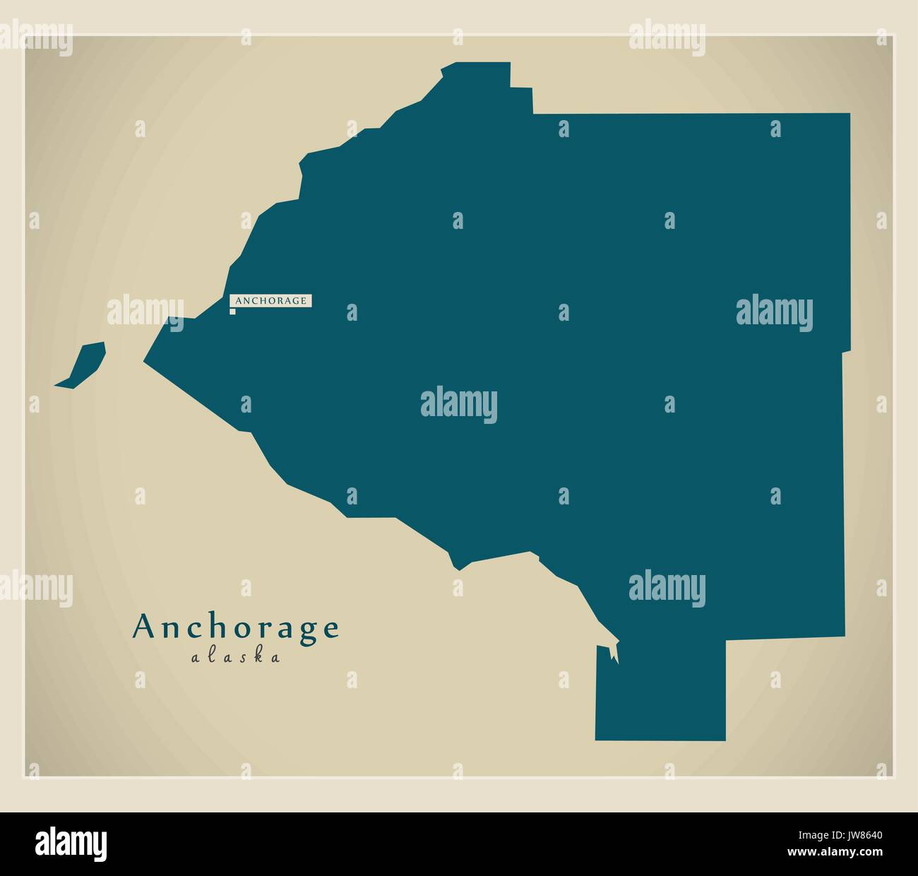 Modern Map - Anchorage Alaska county USA illustration Stock Vector ...